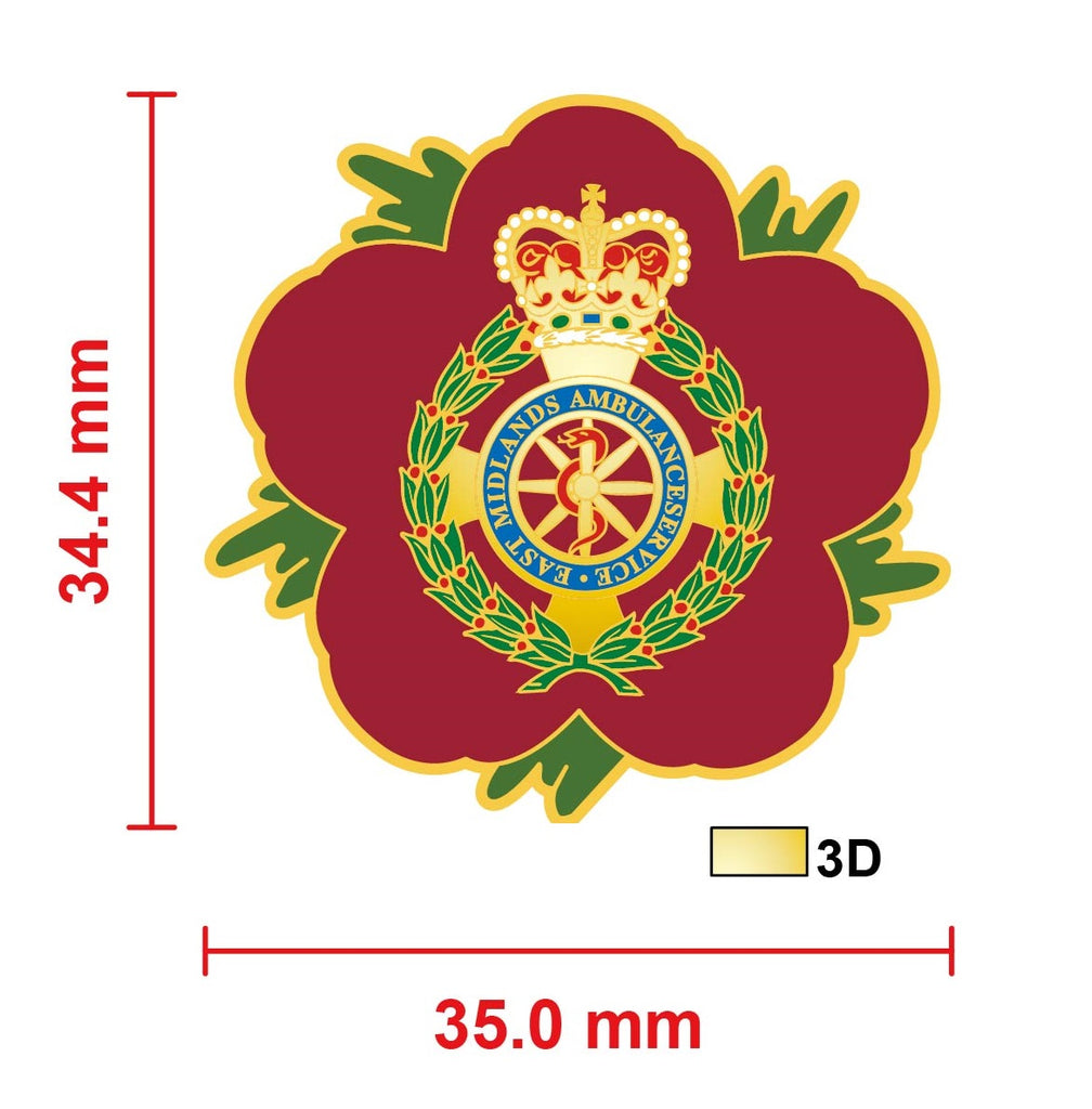 East Midlands Ambulance Service EMAS Remembrance Flower Lapel Pin ...