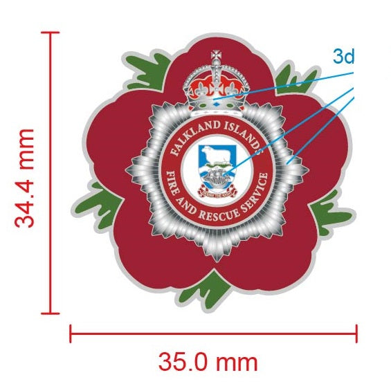 Falkland Islands Fire & Rescue Service Remembrance Flower Lapel Pin ...