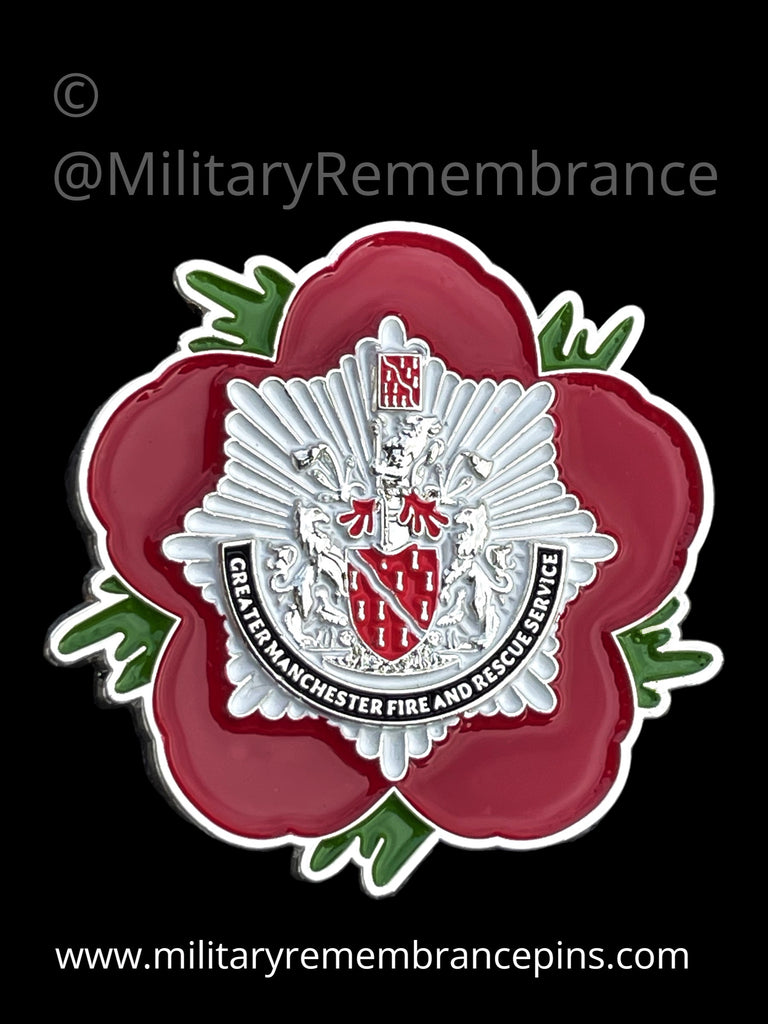 Greater Manchester Fire & Rescue Service Remembrance Flower Lapel Pin ...