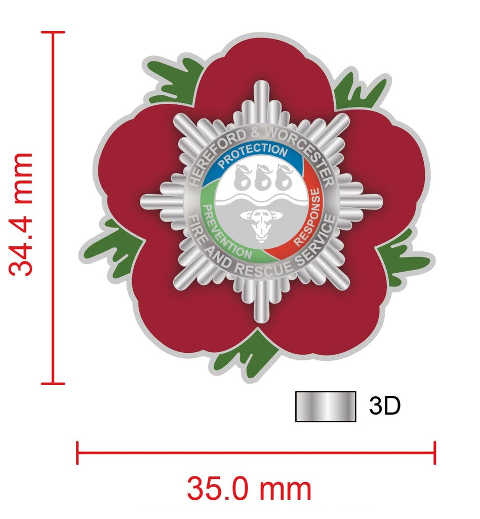 Hereford & Worcester Fire & Rescue Service Remembrance Flower Lapel Pi ...