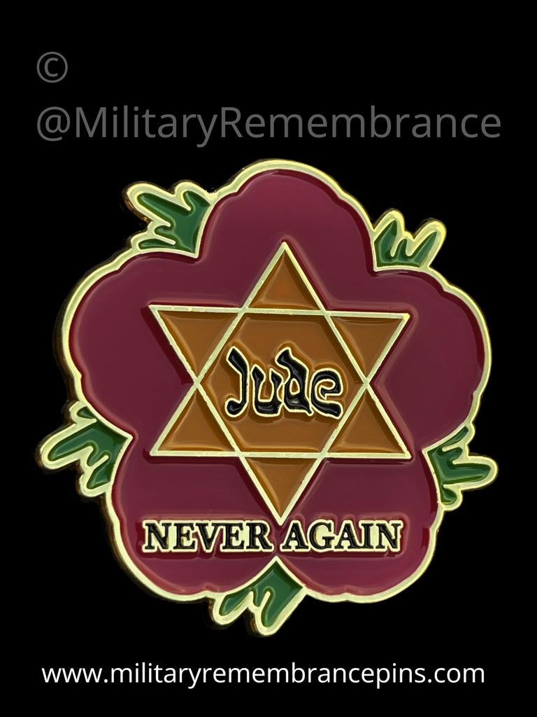 Jude Star Of David Remembrance Flower Lapel Pin – Military Remembrance Pins