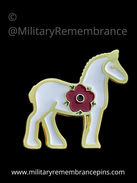 Poppy Horse White Remembering Horses Lapel Pin – Military Remembrance Pins