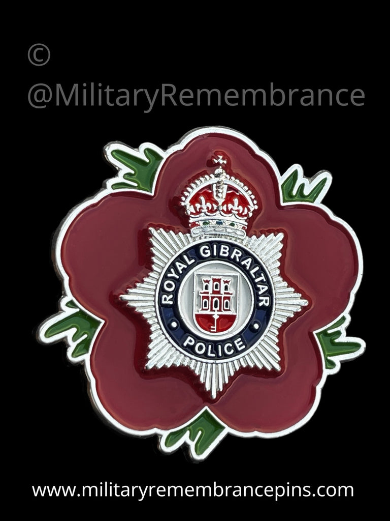 Royal Gibraltar Police Service KC Remembrance Flower Lapel Pin ...