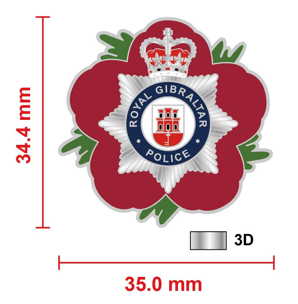 Royal Gibraltar Police Service QC Remembrance Flower Lapel Pin ...