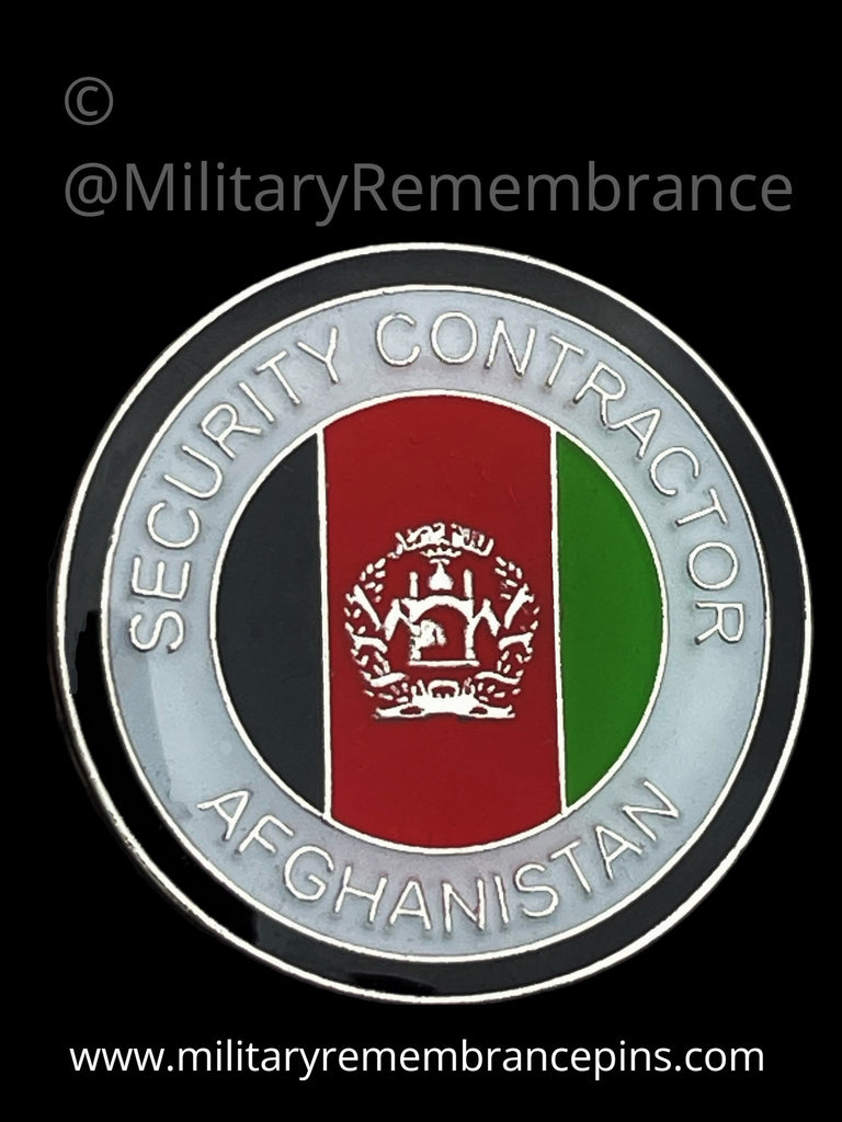Security Contractor Afghanistan Round Lapel Pin – Military Remembrance Pins