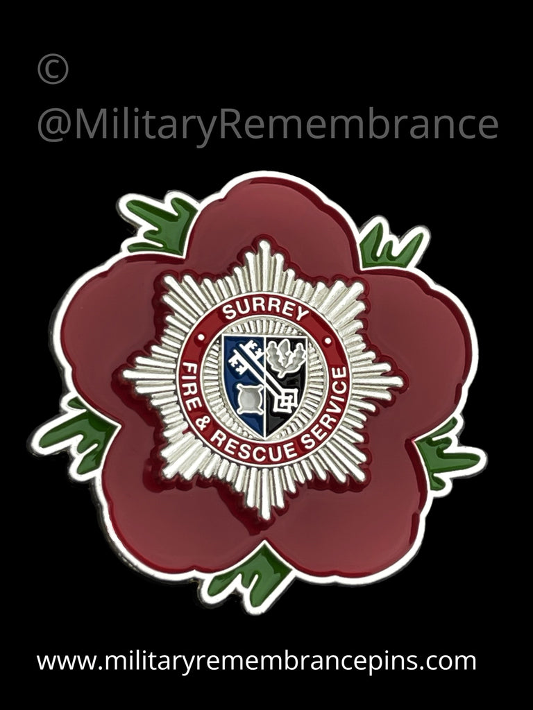 Surrey Fire & Rescue Service Remembrance Flower Lapel Pin – Military ...
