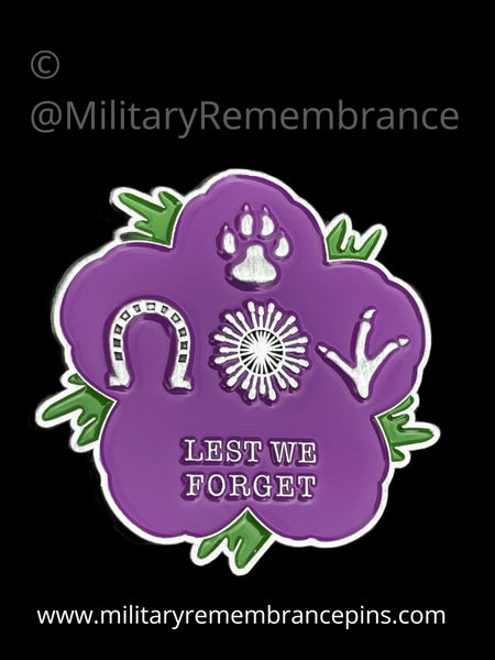 Animals Of War Lest We Forget Remembrance Flower Lapel Pin – Military ...