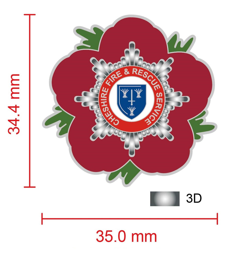 Cheshire Fire and Rescue Service Remembrance Flower Lapel Pin ...
