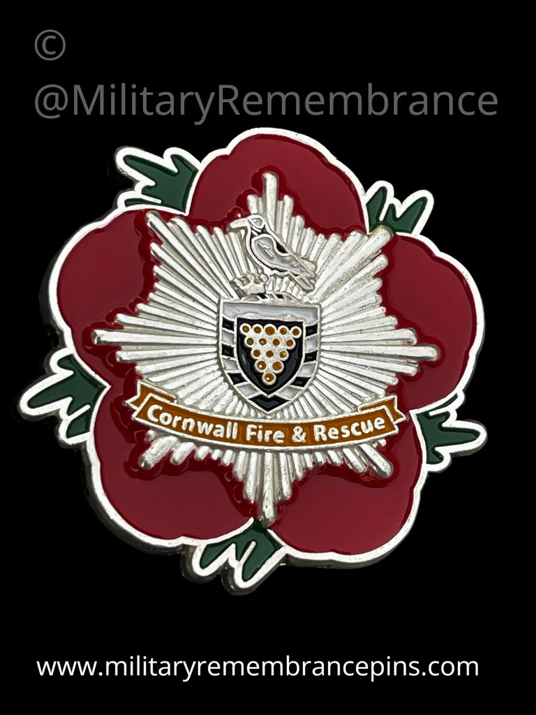 Cornwall Fire & Rescue Service Remembrance Flower Lapel Pin – Military ...