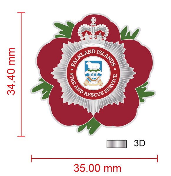 Falkland Islands Fire & Rescue Service Remembrance Flower Lapel Pin ...