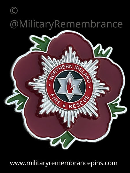 Northern Ireland Fire & Rescue Service Remembrance Flower Lapel Pin ...