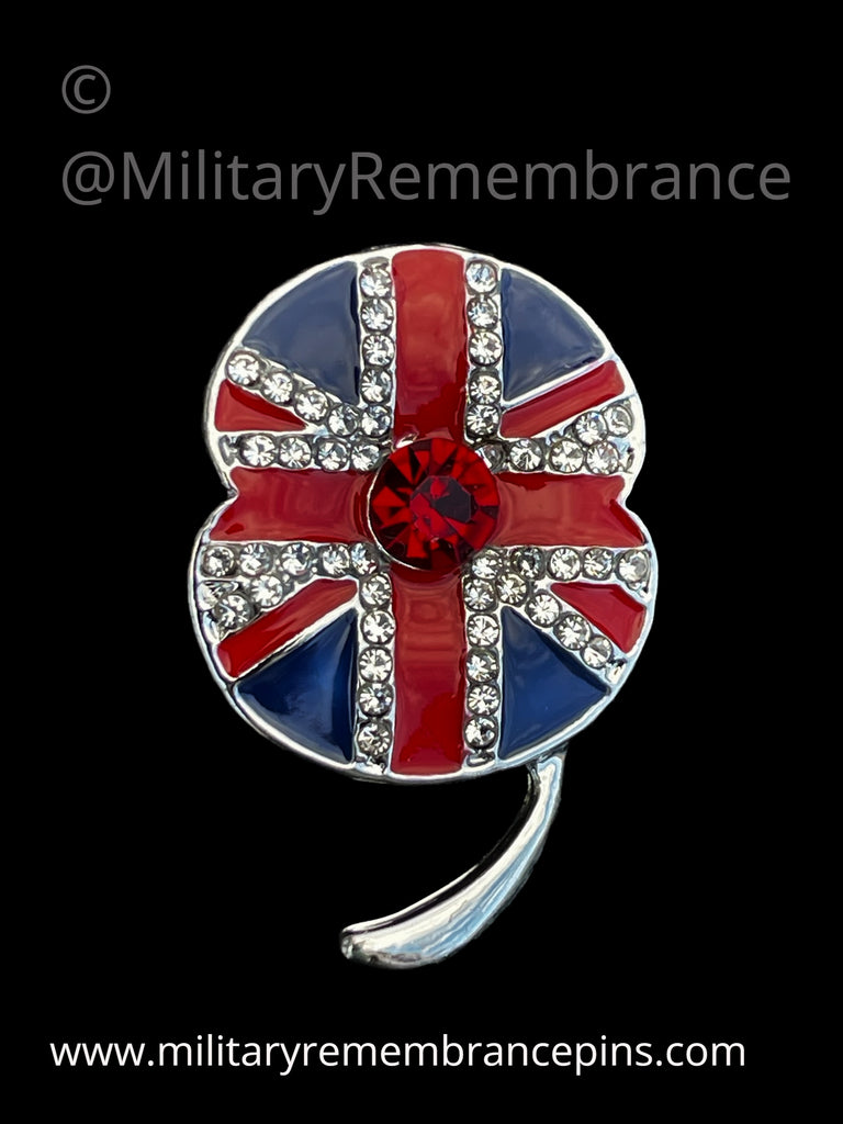 Union Flag Red White Blue Remembrance Flower Lapel Pin – Military ...