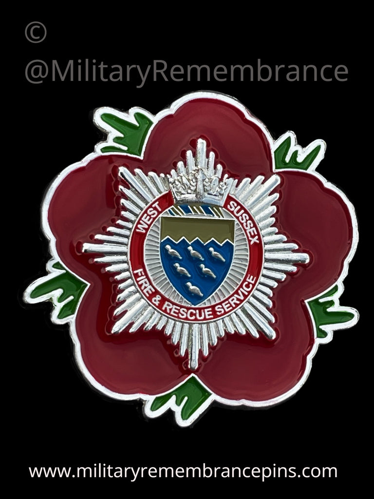 West Sussex Fire & Rescue Service Remembrance Flower Lapel Pin ...